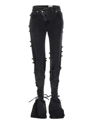 Alexander McQueen Asymmetrical Tied Jeans - Black