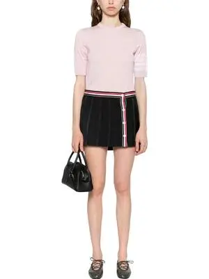 Thom Browne Ribbed Trim Top With Signature Grosgrain Loop Tab - Pink
