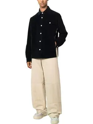 Palm Angels Crochet-stripe Corduroy Shirt Jacket - Blue