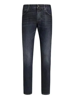 Dolce & Gabbana Logo Plaque Jeans - Blue