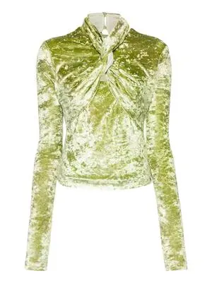 Nanushka Velvet Twist-detail Top - Green