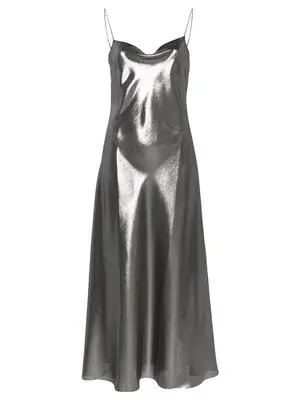 Carine Gilson Lace-detail Lurex Slip Dress - Silver