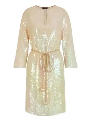 EMPORIO ARMANI Emporio Armani Belted Sequin Midi Dress