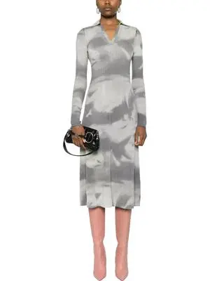 DIESEL® Wool Knitted Camouflage Midi Dress - Grey