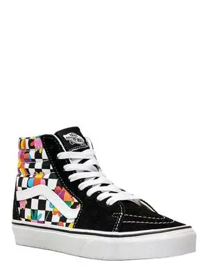 VANS Sk8-hi Floral Checkerboard High Top Sneakers - Black