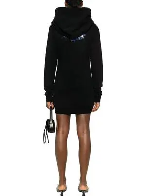 ABRA Graphic-print Hoodie Mini Dress - Black