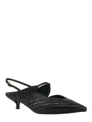 Giorgio Armani Bead-embellished Slingback Pumps - Black