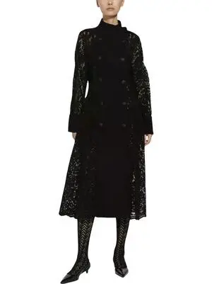 Dolce & Gabbana Lace-panelling Double-breasted Coat - Black