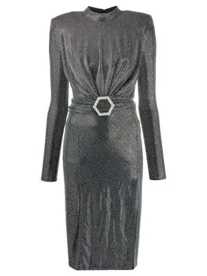 Philipp Plein Embellished Long Sleeve Dress - Black