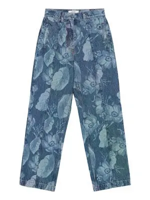 Fendi Sea Garden-print Straight Leg Jeans - Blue