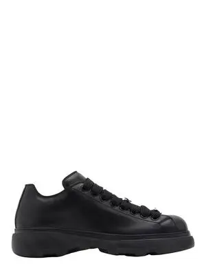 Burberry Ranger Barbed-wire Leather Sneakers - Black