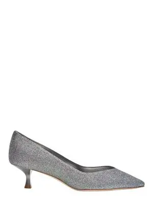 STUART WEITZMAN Eva Glitter Kitten Heel Pumps - Silver