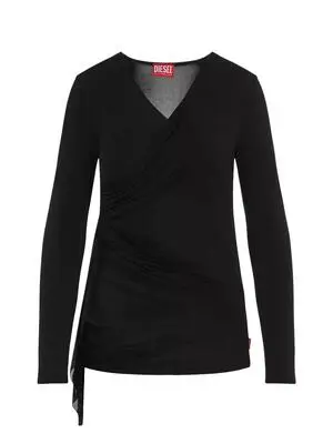 DIESEL® Diesel V-Neck Draped Long Sleeve Top