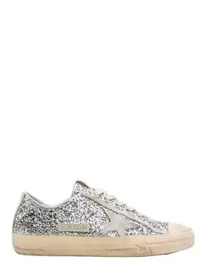 GOLDEN GOOSE Golden Goose V-Star Glittered Sneakers Silver