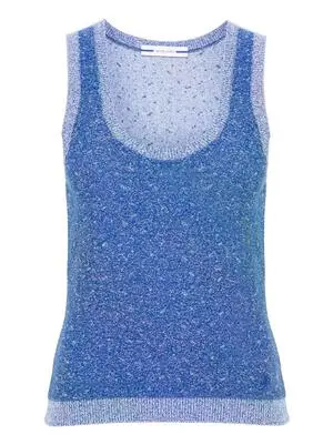 Jacob Cohen Logo-embroidered Bouclé Top - Blue