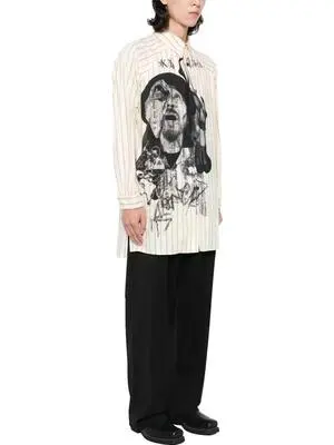 Yohji Yamamoto Portrait-print Striped Shirt - Neutrals