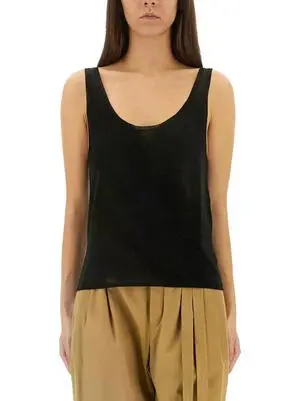 Saint Laurent Sleeveless Scoop Neck Top - Black