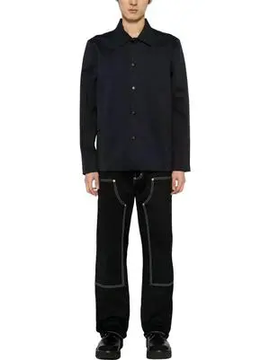 ALPHA TAURI Logo-appliqué Button-up Shirt Jacket - Black