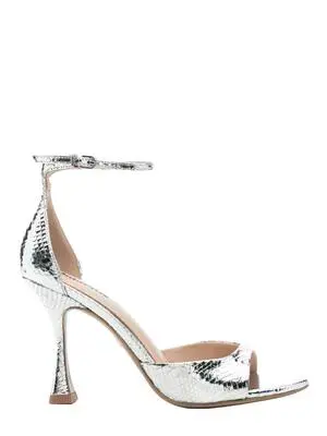 Lola Cruz Tone Buckle Fastening Ankle Strap Sandals - Silver
