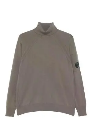 C.P. COMPANY Virgin Wool Blend Roll Neck Sweater - Grey