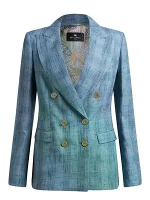 Etro Double-breasted Check Blazer - Blue
