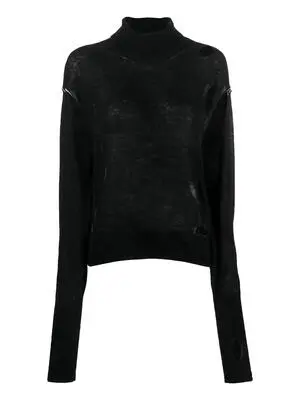 MAISON MARGIELA Distressed High-neck Jumper - Black