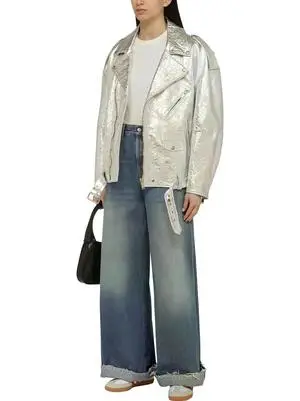 HALFBOY Leather Biker Jacket - Silver