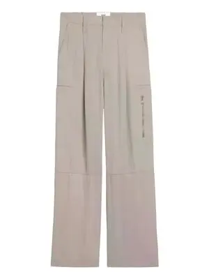 AMI Paris Pleated Straight-leg Trousers - Neutrals