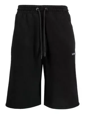 Off-White Cotton Track Shorts With Diag-stripe Detail - Black