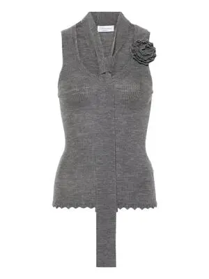 BLUMARINE Blumarine Knitted Tank Top With Floral Appliqué
