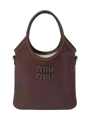 Miu Miu Logo Patch Top-handle Tote Bag - Brown
