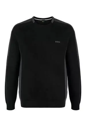 BOSS Colour-block Crew Neck Jumper - Black