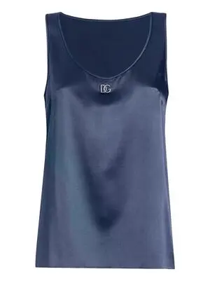 Dolce & Gabbana Logo Plaque Tank Top - Blue