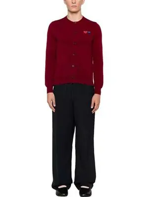 Play Comme Des Garcon Heart-patch Cardigan - Red