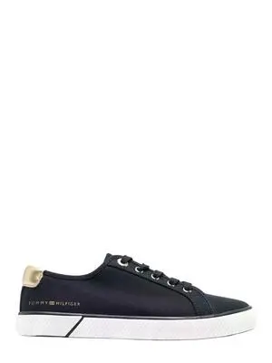 Tommy Hilfiger Low-top Canvas Lace-up Sneakers With Contrast Heel Counter - Blue