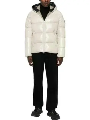 SAVE THE DUCK Padded Logo Patch Hooded Jacket - Neutrals