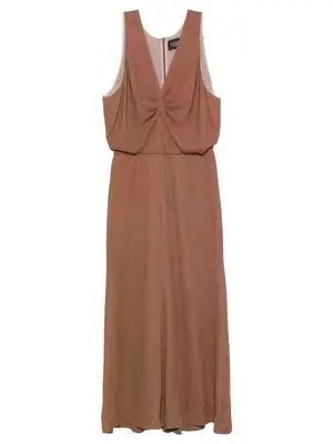 A.M.G. Sleeveless V-neck Midi Dress - Brown