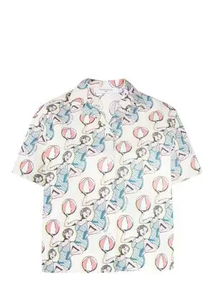 Maison Kitsuné Graphic Print Cotton Shirt - Neutrals
