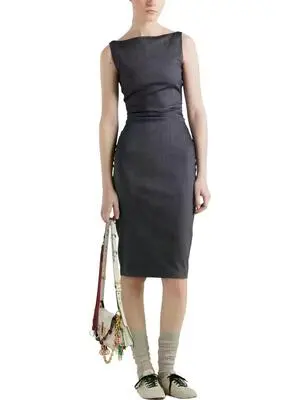 Prada Ruched Midi Dress - Grey