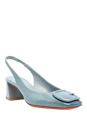 Santoni Santoni Patent Leather Slingback Pumps Blue