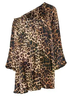 Simonette Ravizza One-shoulder Printed Mini Dress - Brown