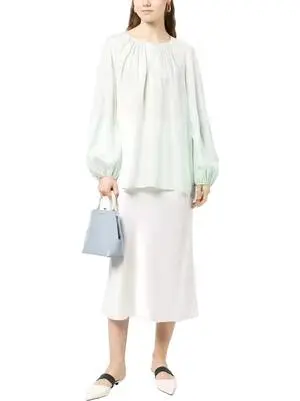 JOSEPH Gathered Neckline Silk Blouse - Green