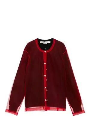 Comme Des Garçons Overlay-mesh Cardigan - Red