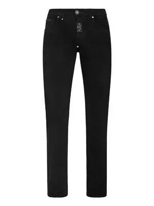 Philipp Plein Supreme Logo-plaque Straight-leg Jeans - Black