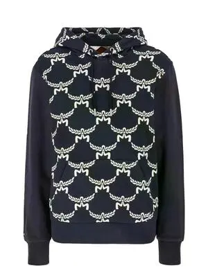 Mcm Printed Cotton Hoodie - Blue