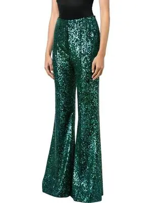 Elie Saab Sequin-embellished Flared Trousers - Green