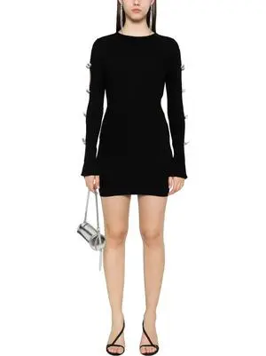 Mach & Mach Ribbed Knit Cut-out Dress - Black