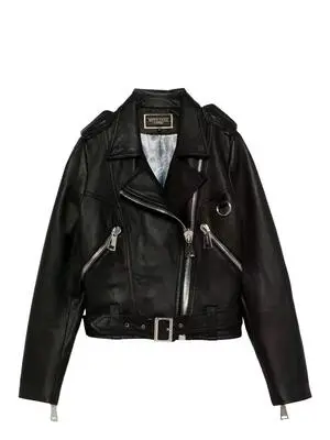 MITILIANE COUTURE Calf Leather Biker Jacket - Black