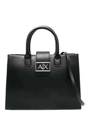 Armani Exchange Logo Plaque Tote Bag - Black