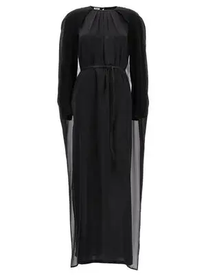 DI.LA3 PARI' Di.la3 Pari Maxi Cape Dress With Belt - Black